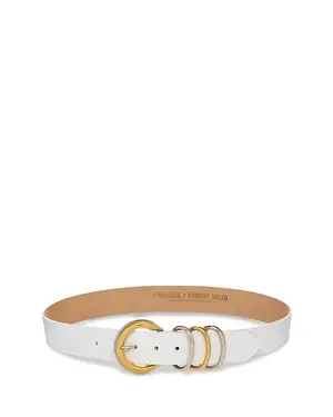 L'Agence Tobar Leather Belt - White Lizard Embossed