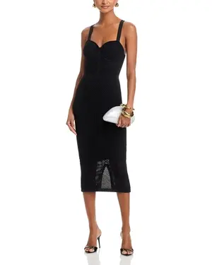 L'Agence Michelle Bra Cup Pointelle Dress - Black