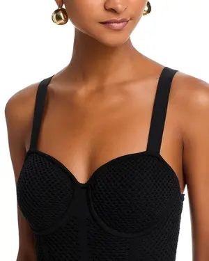 L'Agence Michelle Bra Cup Pointelle Dress - Black