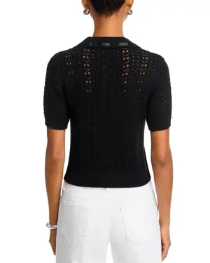 L'Agence Ninette Pointelle Cardigan - Black/black