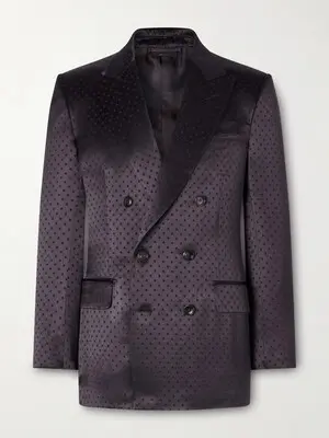 TOM FORD Double-breasted Polka-dot Satin-jacquard Tuxedo Jacket
