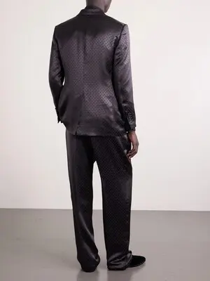 TOM FORD Double-breasted Polka-dot Satin-jacquard Tuxedo Jacket