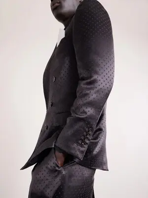 TOM FORD Double-breasted Polka-dot Satin-jacquard Tuxedo Jacket