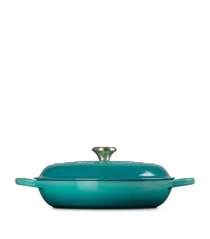 LE CREUSET Cast Iron Shallow Casserole Dish - Blue