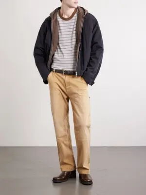 Visvim Striped Wool And Cotton-blend T-shirt - Brown