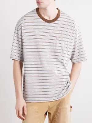 Visvim Striped Wool And Cotton-blend T-shirt - Brown