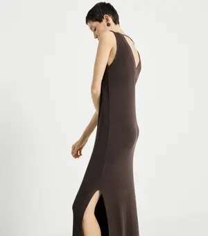 Brunello Cucinelli Cotton Rib-knit Monili Maxi Dress