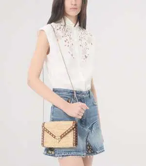 Valentino Garavani Mini Straw Rockstud Cross-body Bag