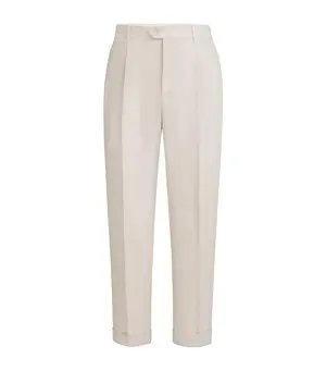 Brunello Cucinelli Linen Pleated Trousers - Beige