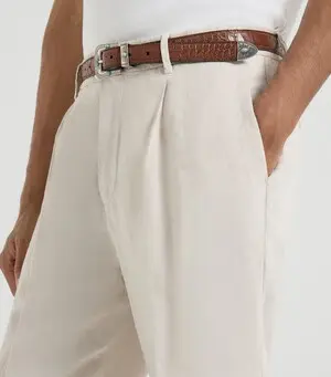 Brunello Cucinelli Linen Pleated Trousers - Beige