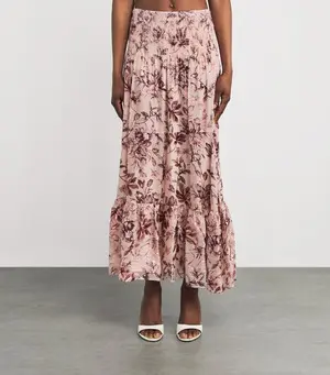 Alice + Olivia Stevie Smocked Floral Maxi Skirt