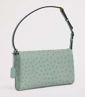 Valentino Garavani Small Ostrich Leather Shoulder Bag - Green