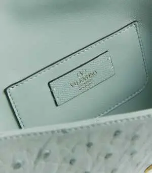Valentino Garavani Small Ostrich Leather Shoulder Bag - Green
