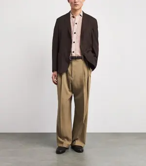 Corneliani Virgin Wool-silk Unlined Whisper Blazer - Brown