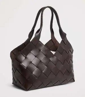 Dragon Diffusion Leather Woven Castello Shoulder Bag - Brown