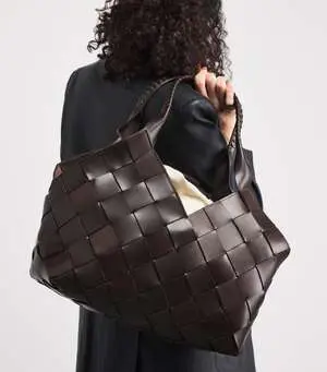 Dragon Diffusion Leather Woven Castello Shoulder Bag - Brown