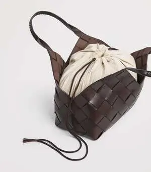 Dragon Diffusion Leather Woven Castello Shoulder Bag - Brown