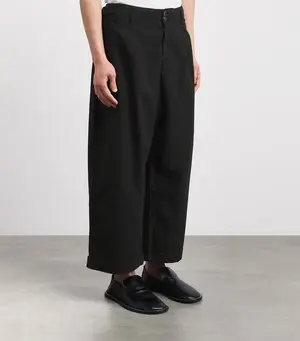 Barena Venezia Cotton Crinkle Wide-leg Trousers