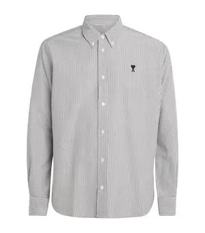 Ami Cotton Logo Button-down Shirt - Black