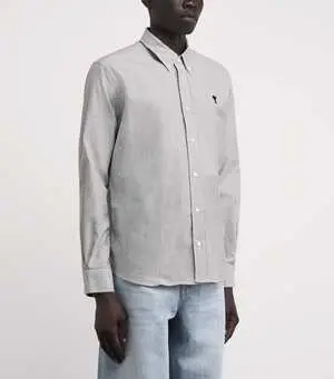 Ami Cotton Logo Button-down Shirt - Black