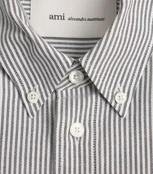 Ami Cotton Logo Button-down Shirt - Black