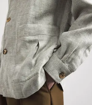 100HANDS Linen-wool Herringbone Overshirt