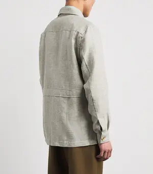 100HANDS Linen-wool Herringbone Overshirt