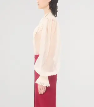 Valentino Garavani Silk Organza Embroidered Shirt - White