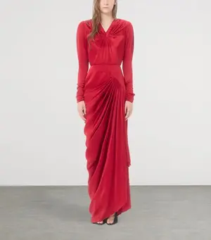 Valentino Garavani Silk Satin Draped Gown