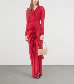 Valentino Garavani Silk Satin Draped Gown