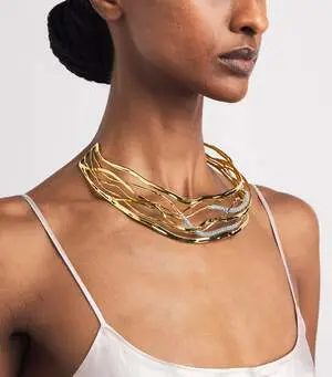 Alexis Bittar Plated Solanales Crystal Woven Collar Necklace