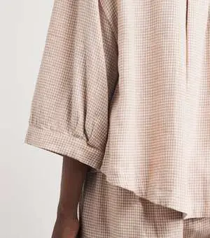 Eberjey Linen-blend Gingham Pyjama Top