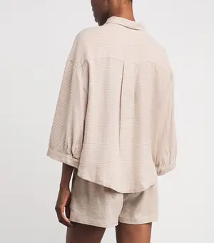 Eberjey Linen-blend Gingham Pyjama Top