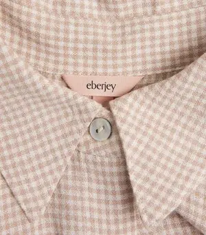 Eberjey Linen-blend Gingham Pyjama Top