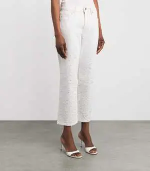Good American Embellished Good Icon Straight Jeans - White
