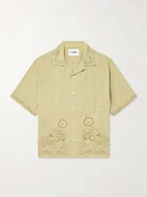 CORRIDOR Augusta Embroidered Cotton Shirt - Green