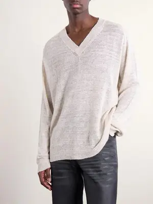Our Legacy Rue Linen And Cotton-blend Sweater - Neutrals