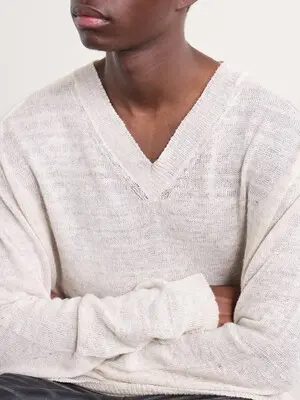 Our Legacy Rue Linen And Cotton-blend Sweater - Neutrals