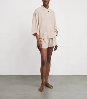 Eberjey Linen-blend Gingham Pyjama Shorts