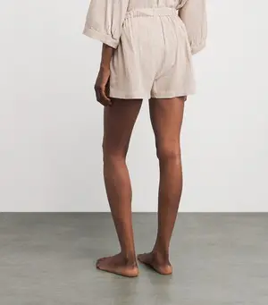 Eberjey Linen-blend Gingham Pyjama Shorts