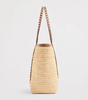Valentino Garavani Rockstud Large Straw Tote Bag - Pink