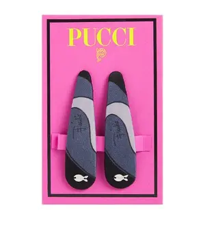 Emilio Pucci Marmo Print Hair Clips - Black