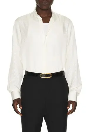TOM FORD Perforated Dot Silk Twill Slim Fit Evening Shirt