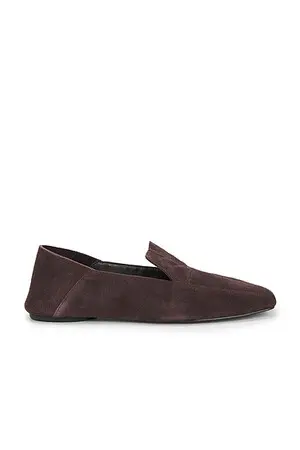 ST. AGNI Suede Minimal Flat Loafer - Coffee