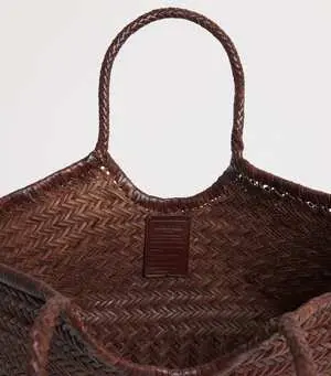 Dragon Diffusion Large Leather Woven Nantucket Tote - Brown