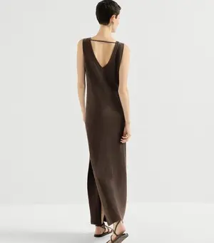 Brunello Cucinelli Cotton Rib-knit Monoli Maxi Dress