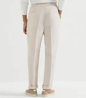 Brunello Cucinelli Linen Gabardine Drawstring Trousers - Beige
