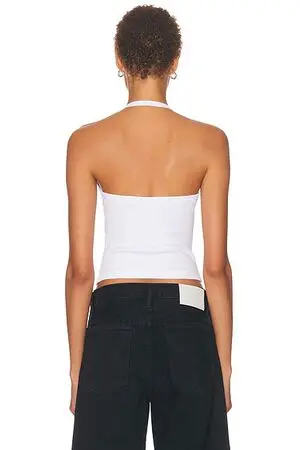 Enza Costa Cotton Rib Halter Top - White