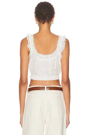 LoveShackFancy Lupo Cropped Top With Ruffle Trim