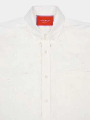 La DoubleJ Lace-panel Cotton Button-down Shirt